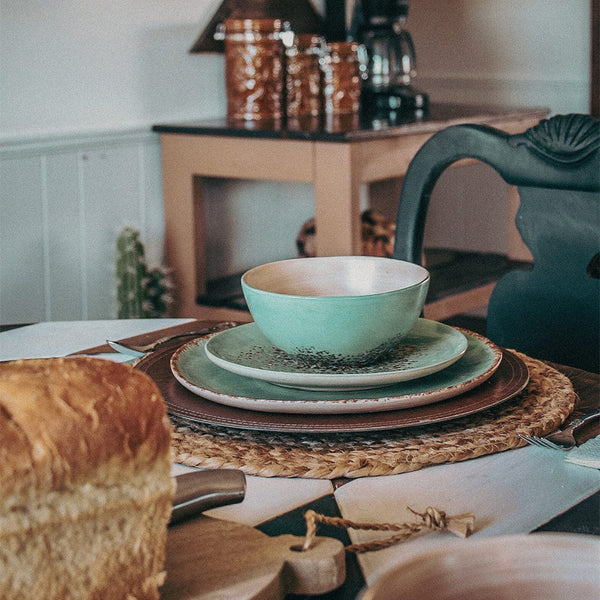 Patina Turquoise 16PC Ceramic Dish Set | Paseo Road by HiEnd Accents