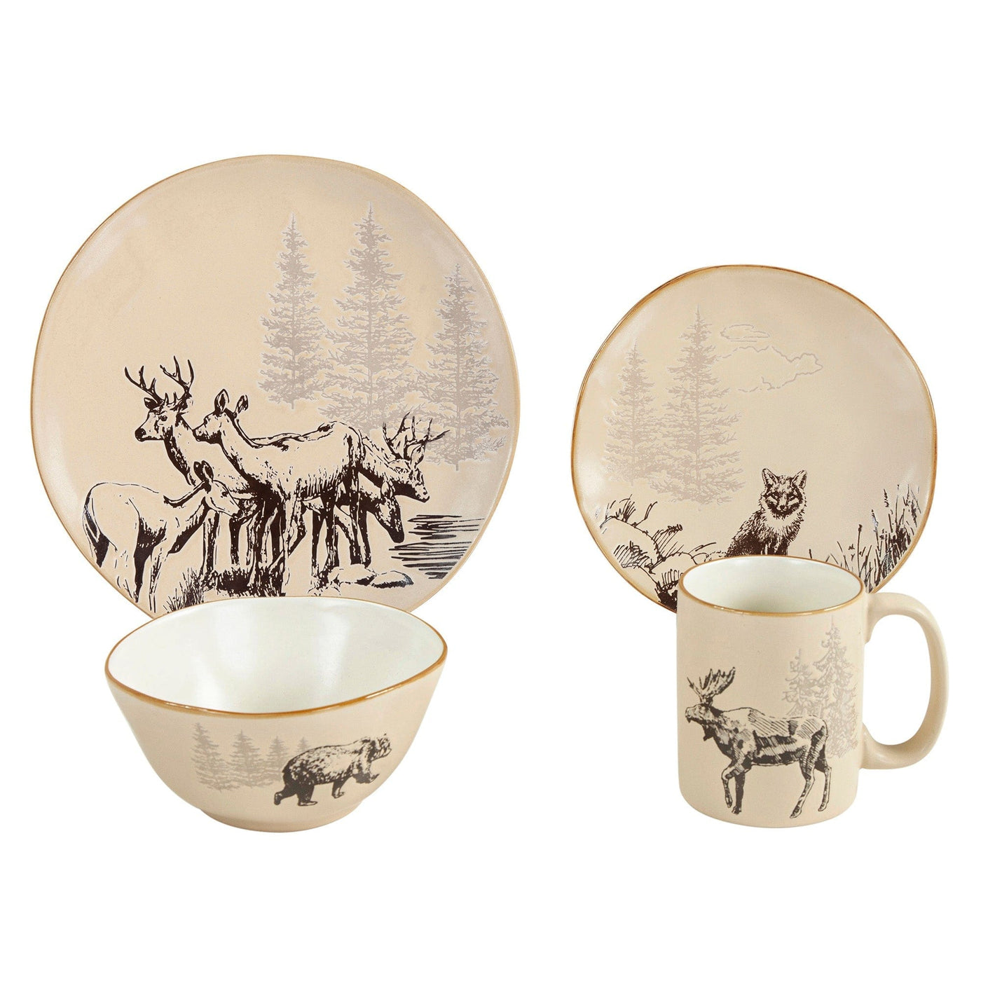 Rustic Bear Dinnerware Set 16PC Ceramic | Paseo Road by HiEnd Accents