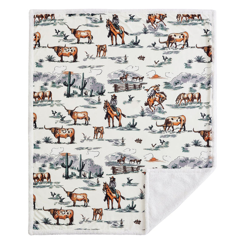Ranch Life Western Toile Campfire Sherpa Throw | Paseo Road by HiEnd ...