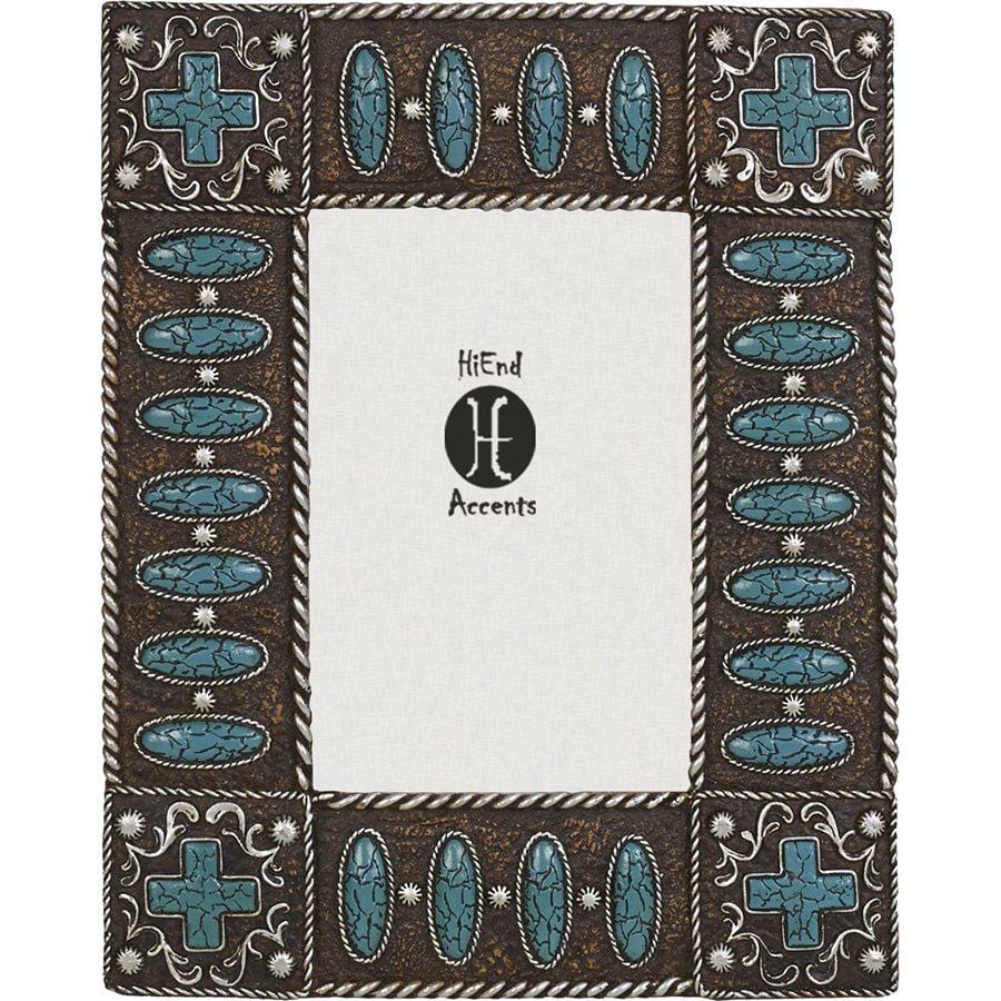 Turquoise Stones w/ Cross Picture Frame | Paseo Road by HiEnd Accents