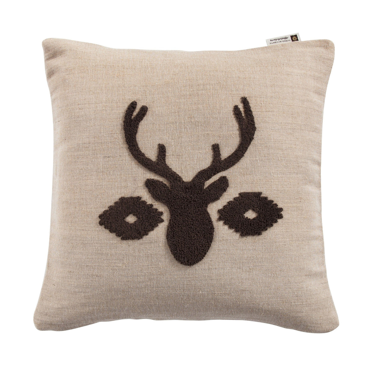 Aztec Deer Bust Embroidered Burlap Throw Pillow | Paseo Road by HiEnd ...