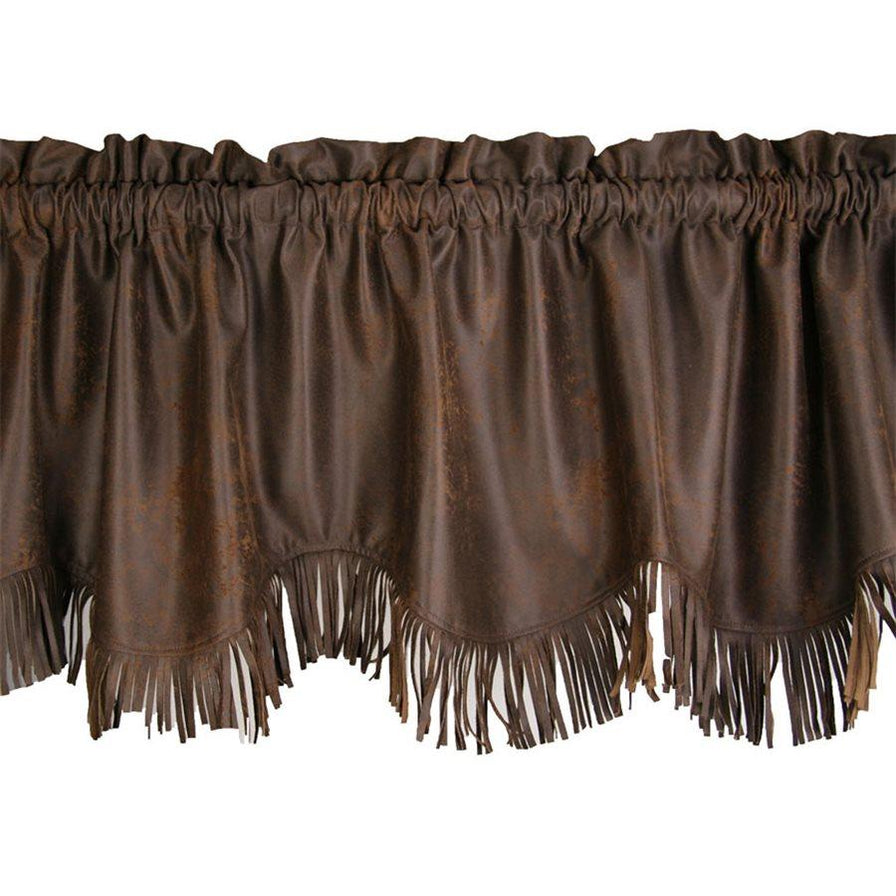 Barbwire Dark Tan Kitchen Valance w/ Fringe | Paseo Road by HiEnd Accents